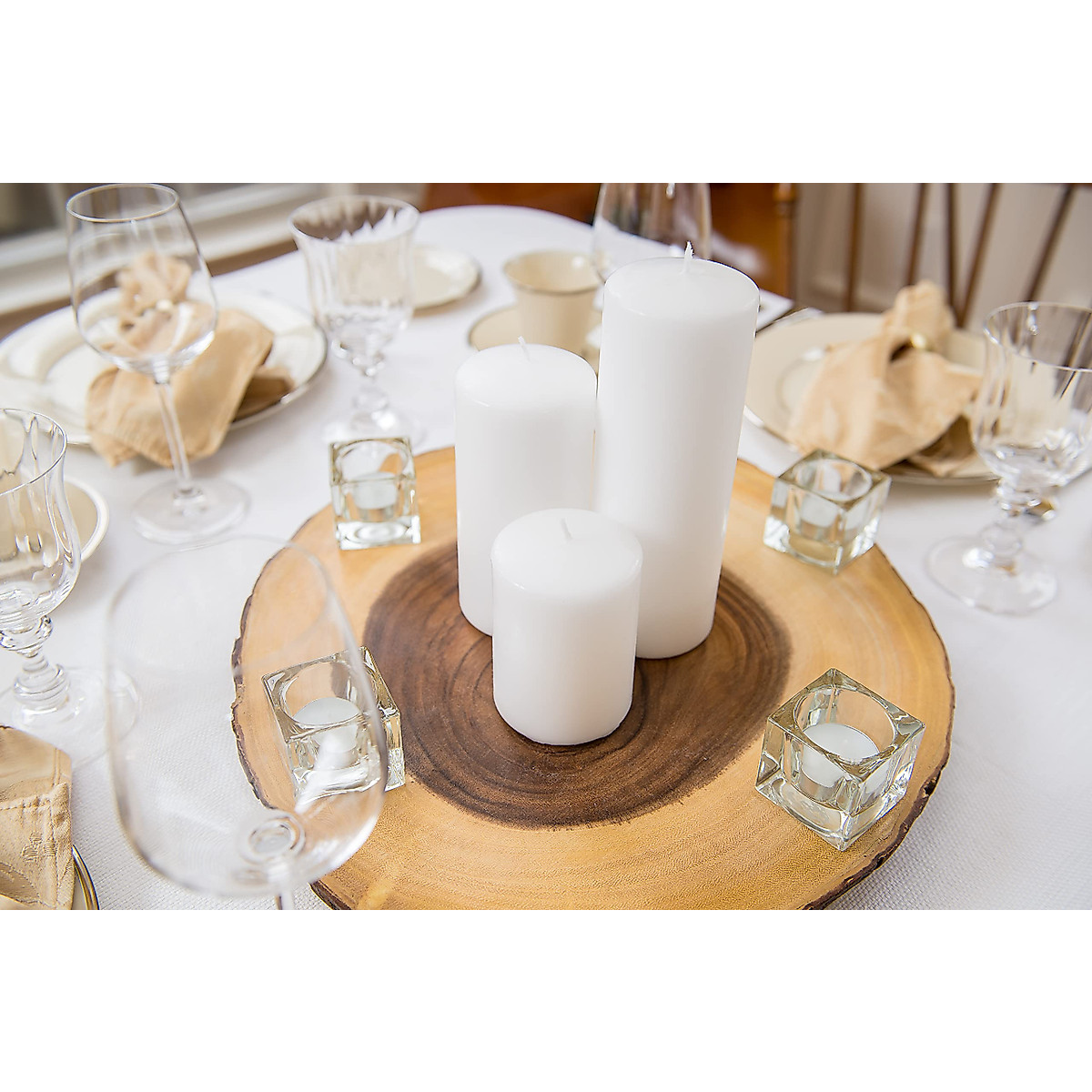 Lipper International Acacia Wood Large Slab Lazy Susan with Bark Rim