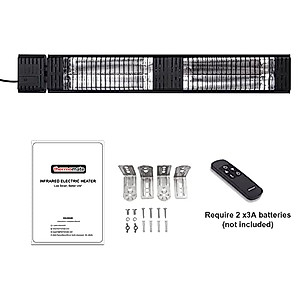 thermomate Infrared Electric Patio Heater, 3000W Carbon Fiber Heating for Outdoor/Indoor, Porch, Deck, Garage with Remote 24 Hours Timer, Hard Wired 240V