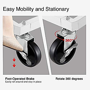 GREENSTELL Clothes Rack with Cover & Tube Bracket, Industrial Pipe Z Base Clothing Garment Rack on Wheels with Brakes, Heavy Duty Sturdy Square Tube Garment Rack White (59x24x68 inch)
