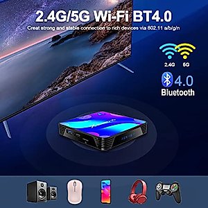 Android TV Box 2023 Android 11.0 TV Box 4GB RAM 64GB ROM 4K RK3318 with 2.4G 5G WiFi Bluetooth 4.0 with Mini Wireless Keyboard Android Box Ethernet LAN USB 3.0 Smart TV Box Android