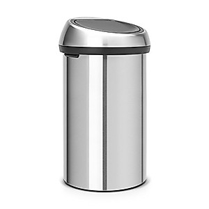 Brabantia Touch Trash Can 16 gallon/60 liter - Matte Steel Fingerprint-Proof, 484506