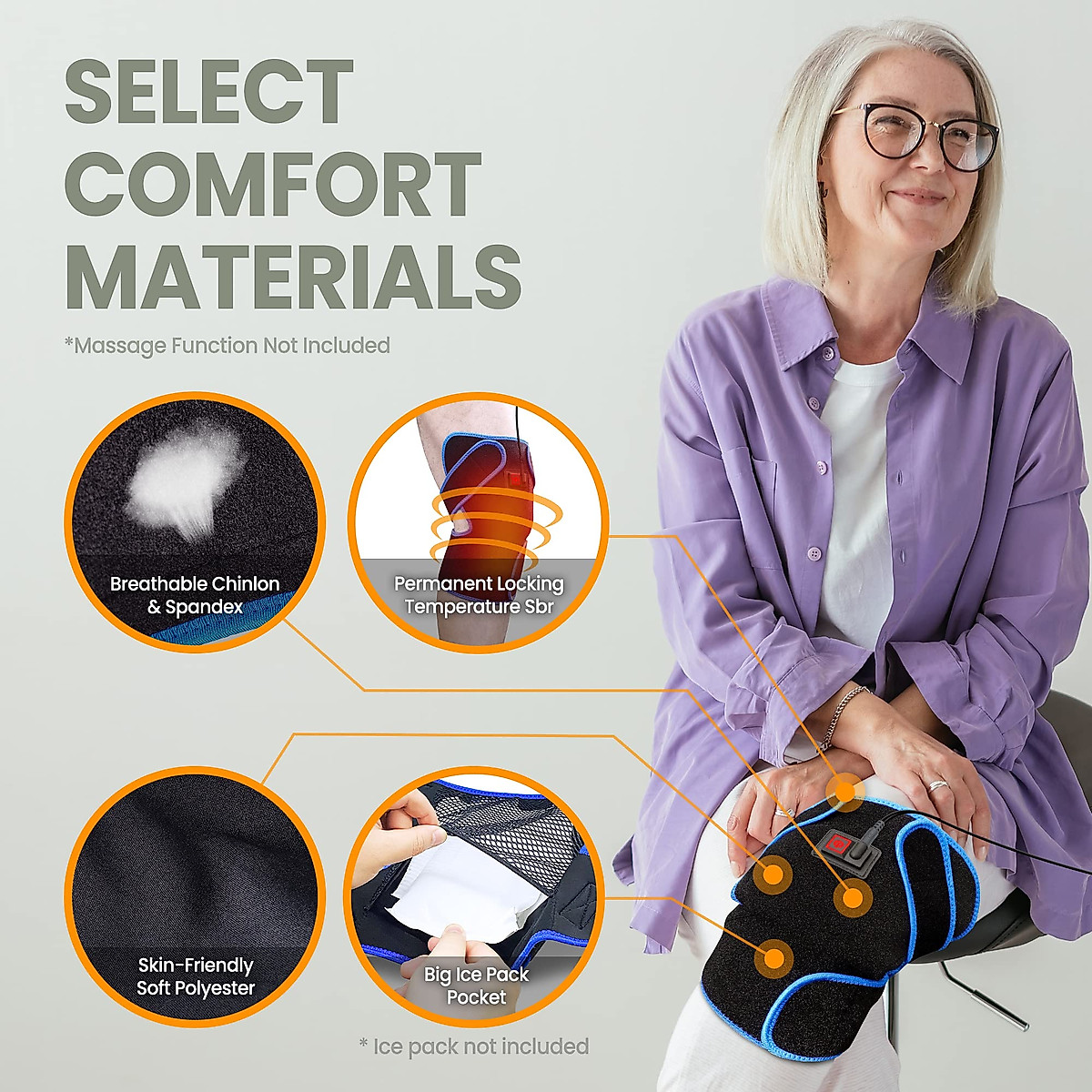 Knee Heating Pad, Heated Knee Brace Wrap, Heat Pad for Knee Pain Relief, Knee Fatigue, Arthritis, 3 Temperature Levels Gifts for Women Men