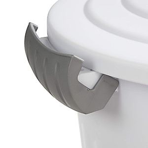 Sterilite 24 Qt Latching Utility Can w/ Lid, Bin to Store Sand, Rock Salt, Soil, Pet Food or Birdseed in the Garage or Mudroom, White, 6-Pack