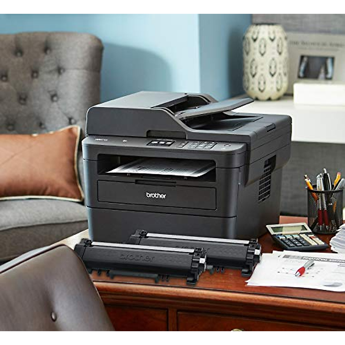 Brother Compact Monochrome Laser All-in-One Multi-function Printer, MFCL2750DWXL, Up to Two Years of Printing Included, Amazon Dash Replenishment Ready (Renewed)