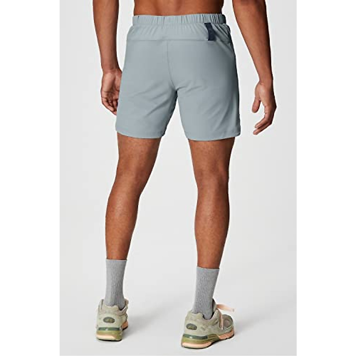 Fabletics Men's The One Short (Lined), Training, Swimming, Lightweight, Quick-Dry, Zip Pocket, Stretch Woven, 7" Inseam, XL, Shadow Grey