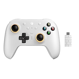 8BitDo Ultimate 2 Wireless Controller for Windows & Android, Gaming Controller with TMR Joysticks, Switchable Hall Effect/Tactile Triggers, RGB Fire Ring, 8Speed Wireless Tech, White