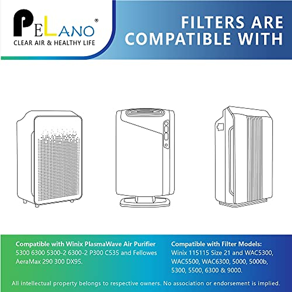 115115 Replacement Filter A, 116130 Replacement Filter H, Compatible with Winix C535,PlasmaWave Air Purifier 5300 6300 5300-2 5500-2 6300-2 P300 Plasma wave Air Purifier - 2 HEPA + 8 Carbon Filters