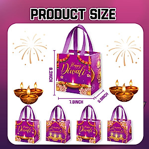 kaixiaoru 20 PCS Happy Diwali Day Treat Bag,Happy Diwali Day Gift Bags Candy Bags Gooide Bags with Handle Reusable Non Woven Tote Bags for Diwali Day Party Decorations Favors (7.9 * 7.9 * 8.3inch)