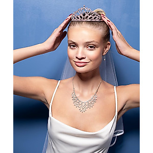 Taylor Molded Tiara, 2.5 Inches, Woman's Crown, Prom Tiara, Homecoming, Silver Wedding Tiaras and Crowns for Women, Bride Royal Queen Headband, Princess, Quinceanera, Headpieces for Birthday