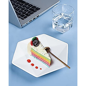 Delling Appetizer Plates Set - Ceramic 7 inch White Dessert Plates/Serving Plates/Salad Plate- Dinnerware Dishes Set for Snacks, Pasta, Side Dishes -Serving Plates Set of 6