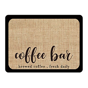AOKQYA Coffee Maker Mat for Kitchen Counter Protector Rubber Padded Absorbent Dish Drying Mat (Coffee Bar, 12x16 in)