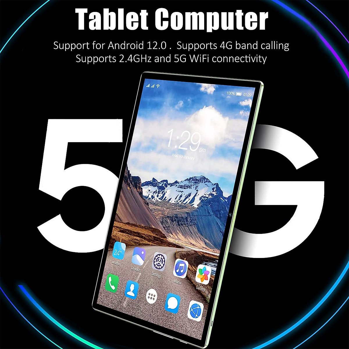 Yoidesu 2 in 1 Tablet 10 Inch Android 12 5G Phone Tablet with Dual SIM Slot 8GB RAM 256GB ROM Expanded Storage Octa Core 13MP Camera WiFi Tablet with Keyboard Mouse Case (US Plug)