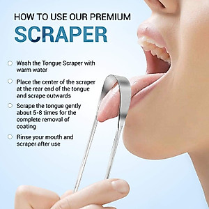 AVOOLI Tongue Scraper UK Pack of 2-100% Stainless Steel Tongue Scrapers for Adults Tongue Care Tool - Best Metal Tongue Cleaner and Toungescraper for Adults Oral Hygiene Kit