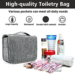 Hanging Toiletry Bag Large Capacity Men and Women Waterproof Travel Cosmetic Bag Bathroom Storage Bag (Grey)