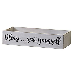 The Lakeside Collection Toilet Tank Topper Tray - Please Seat Yourself - Novelty Bathroom Décor