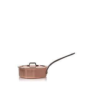 Baumalu High Sided Frying Pan + Lid, Solid Copper, 22cm