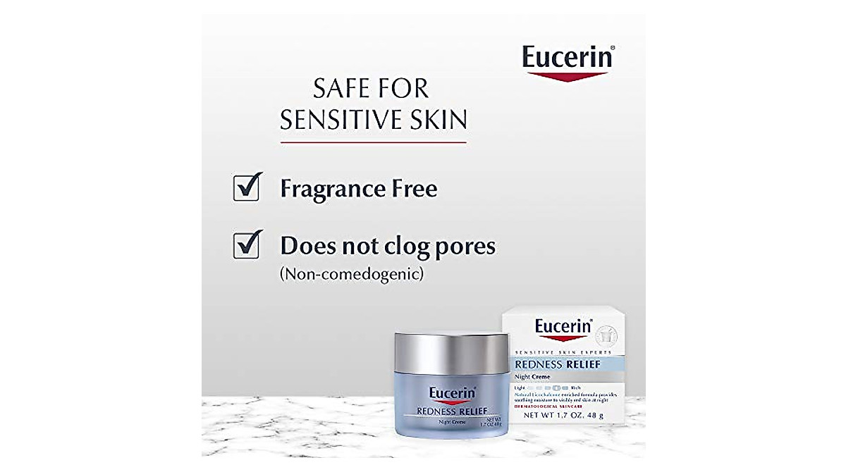 Eucerin Redness Relief Night Creme for Sensitive Skin | Hydrates & Calms
