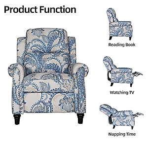 CANMOV Pushback Recliner Chair Faux Leather Armchair Push Back Recliner with Rivet Decoration Single Sofa Accent Chair for Living Room, Chocolate