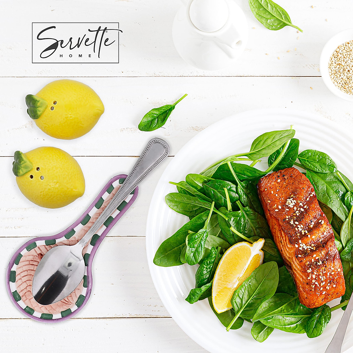 Lemon Salt & Pepper Shakers with Mini Lemon Spoon Rest