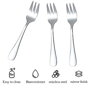 6 PCS Cake Forks Essential Dessert Forks Stainless Steel Pastry Fork Set for Fruit Ice Cream Salad Steak Pizza Noodles(Sliver)