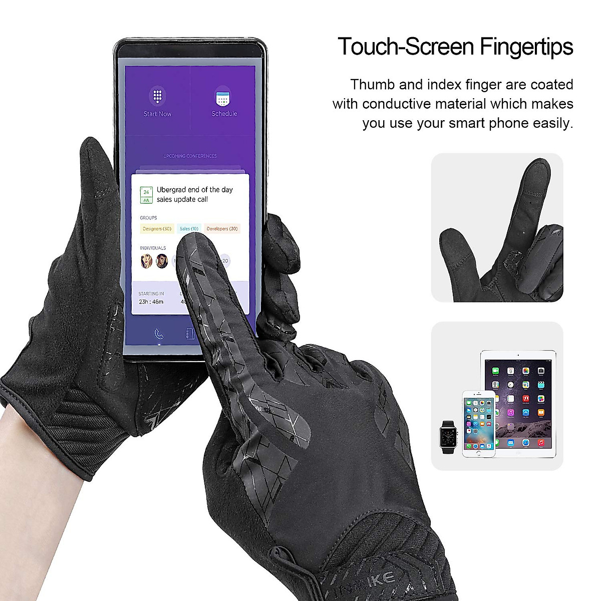 INBIKE Cycling Gloves Gel Bike Gloves for Men Full Finger Bicycle Gloves with Shock-Absorbing Pad Black Large