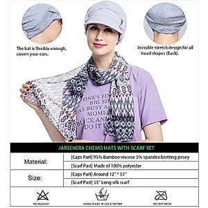 JarseHera Chemo Hats for Women Bamboo Cotton Lined Newsboy Caps with Scarf Double Loop Headwear for Cancer Hair Loss Light Gray