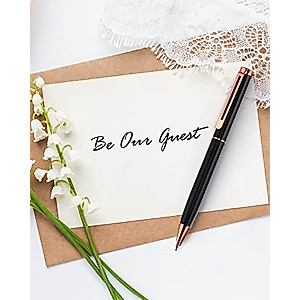 Cambond Black Pens, Ballpoint Pen Bulk Black Ink 1.0 mm Medium Point Smooth Writing Black and Rose Gold Pens for Men Women Police Uniform Office Business, 3 Pens with 6 Refills (Black)