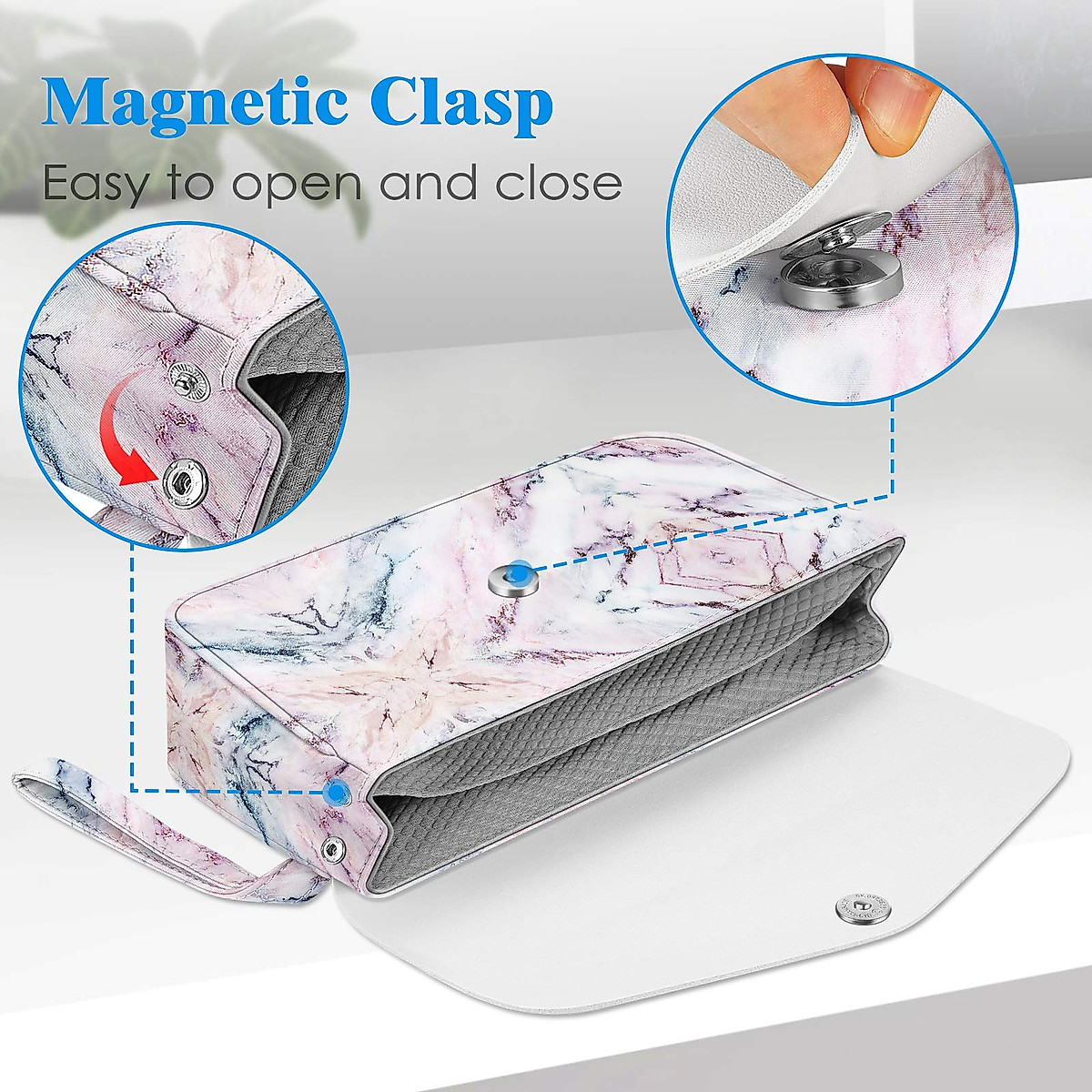 Fintie Carrying Case for Nintendo Switch OLED Model 7.0"/Switch 6.2" - Portable Travel Bag Protective Sleeve Pouch with Game Card Slots & Large Pocket for Switch and Accessories, Marble Pink