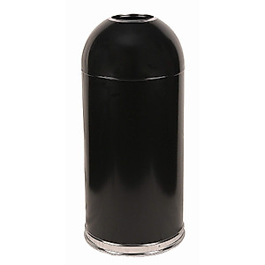 Witt Industries 415DTBK Steel 15-Gallon Standard Open Top Indoor Waste Receptacle with Galvanized Liner, Round, 15" Diameter x 35" Height, Black