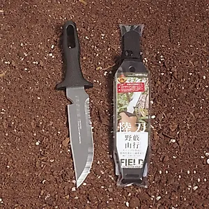 Nisaku NJP810 Rikugatana Field and Hunting Knife, Japanese Stainless Steel, 7.25-Inch Blade, 5.5-Inch Black Ergonomic Plastic Handle