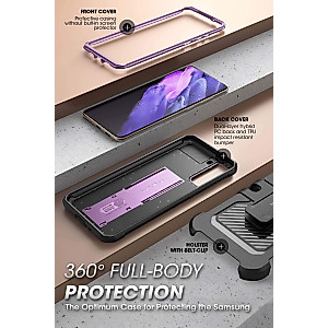 SUPCASE for Samsung Galaxy S21 5G Case with Satnd (Unicorn Beetle Pro), [Built-in Belt Clip] Heavy Duty Shockproof Protective Phone Case without Built-in Screen Protector for Galaxy S21, Violte