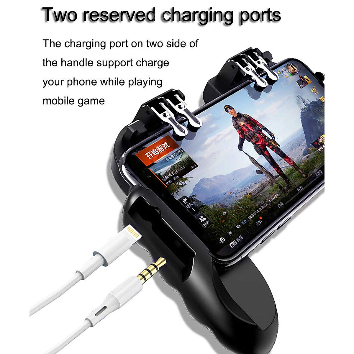 4 Trigger Mobile Game Controller with Cooling Fan for PUBG/Call of Duty/Fortnite [6 Finger Operation] YOBWIN L1R1 L2R2 Gaming Grip Gamepad Mobile Controller Trigger for 4.7-6.5" iOS Android Phone