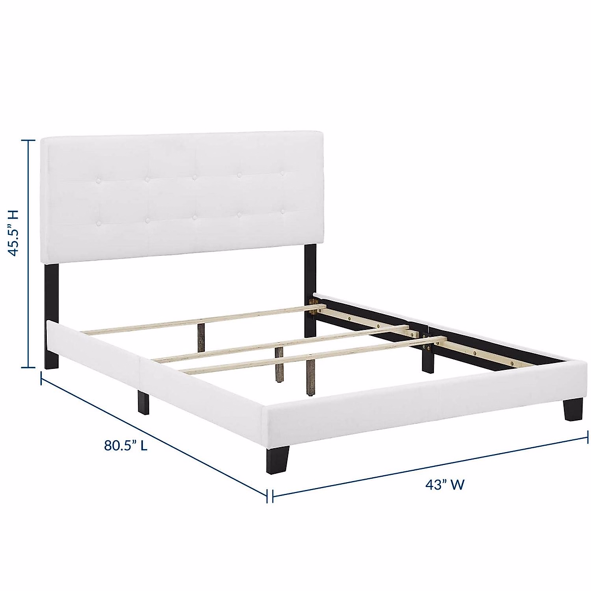 Modway Amira Tufted Fabric Upholstered Twin Bed Frame With Headboard In White