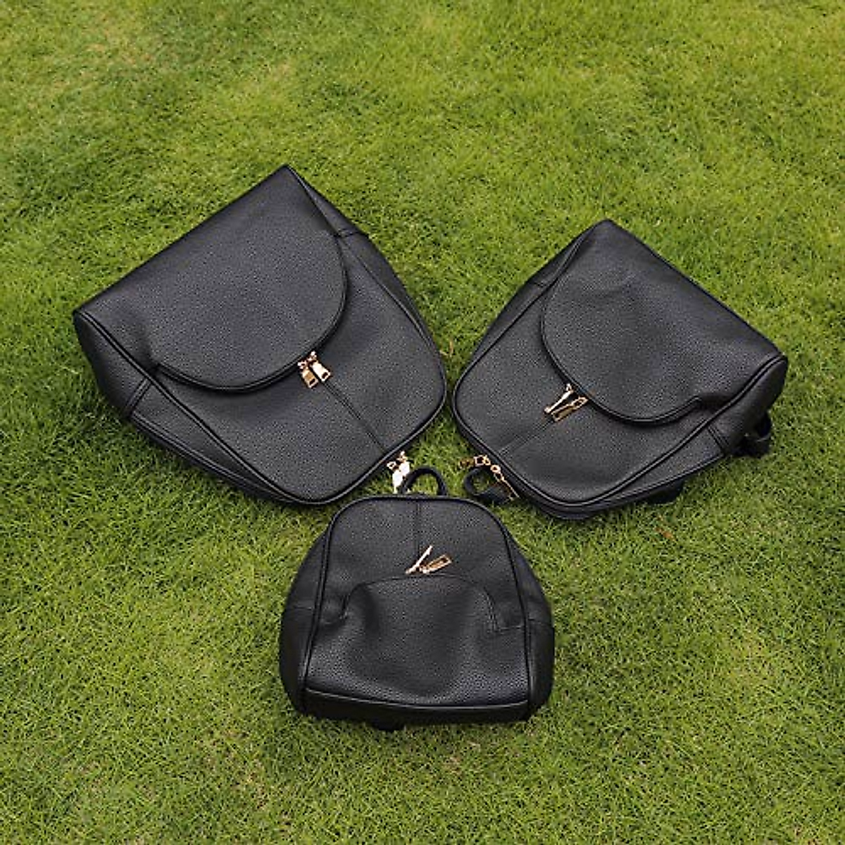 KKXIU Women Backpack Purse Casual daypacks for ladies Synthetic Leather Shoulder Bag (Medium, Black)