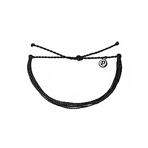 Pura Vida Solid Black Bracelet - Iron-Coated Copper Charm, Adjustable Band - 100% Waterproof