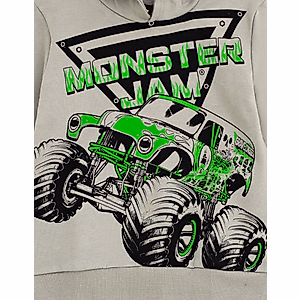 Monster Jam Little Boys Hoodie and Jogger Pants Outfit Set Light Gray 7-8