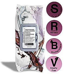 Face Wipes | Retinol Facial Cleansing and Gentle Make Up Remover Wipes - 2 Pack (50 Count Each) | Body Prescriptions