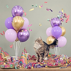 4 Sets Balloon Stands Kit For Table Purple Gold Balloons Holder Sticks With Base Centerpiece Birthday Party Baby Shower Wedding Decoration