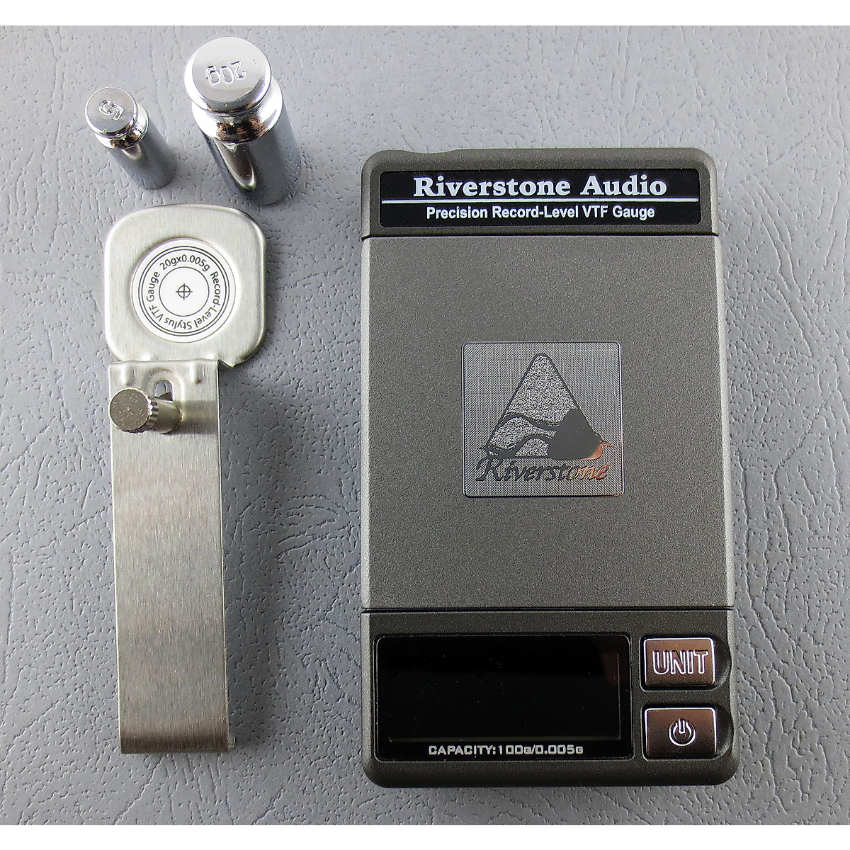 Riverstone Audio Precision RECORD LEVEL Turntable Stylus Tracking Force Pressure Gauge/Scale 100g, 0.005g Resolution (Graphite)