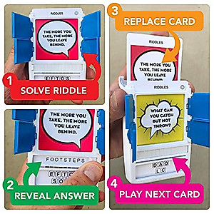 100 PICS Riddles Travel Game - Guess 100 Riddles | Flash Cards with Slide Reveal Case | Card Game, Gift, Stocking Stuffer | Hours of Fun for Kids and Adults | Ages 5+