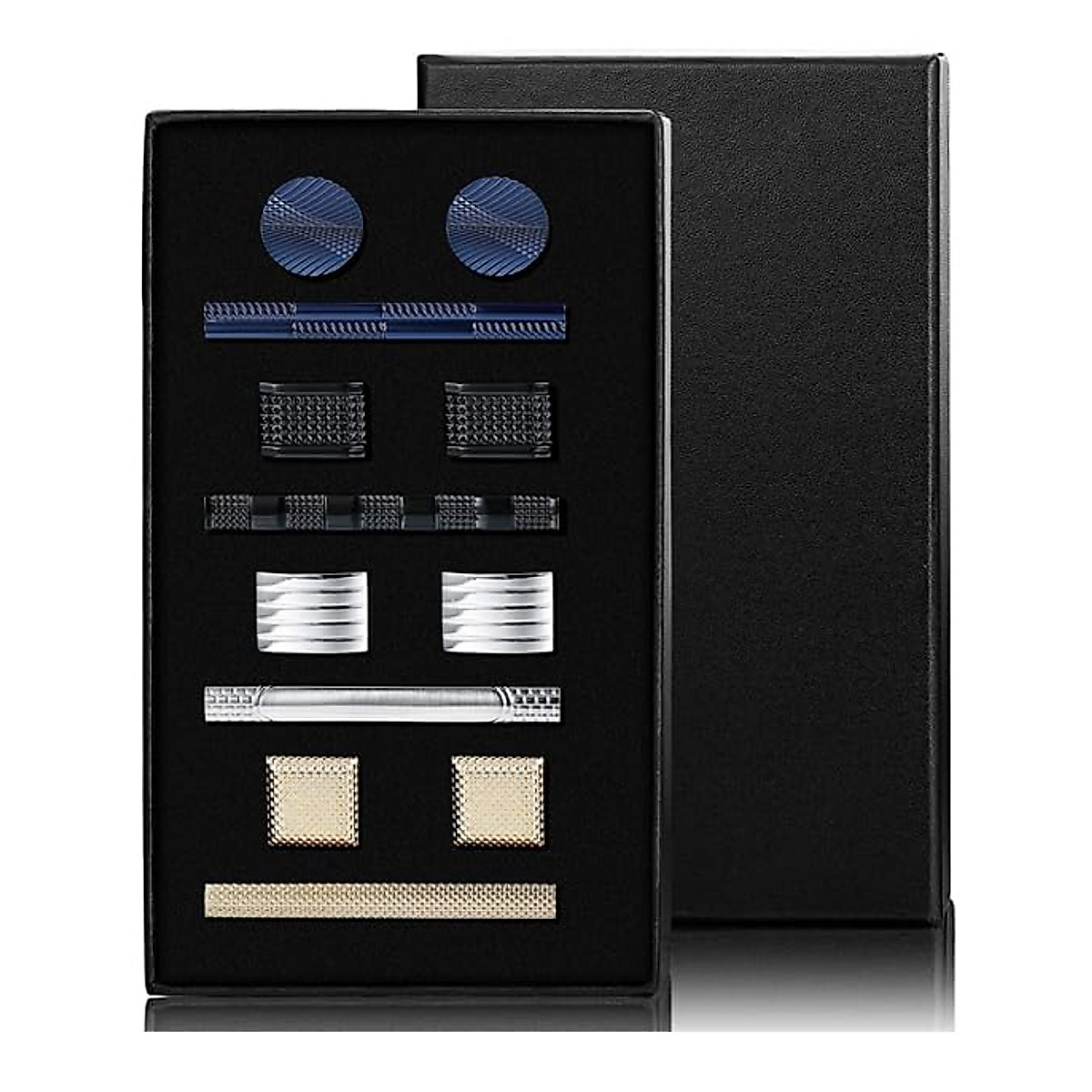 Jstyle Father Day's Gift for Dad Tie Clip and Cufflink Set for Mens Tie Bar Clips Cufflinks Shirt Wedding Business with Gift Box