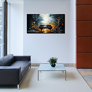 YONICA Abstract Canvas Wall Art for Home Office Decor - Blue Fantasy Piano Modern Cool Wall Paintings Print On Canvas HD Giclee Artwork Ready to Hang 32'' L x 16'' W(80x40cm)