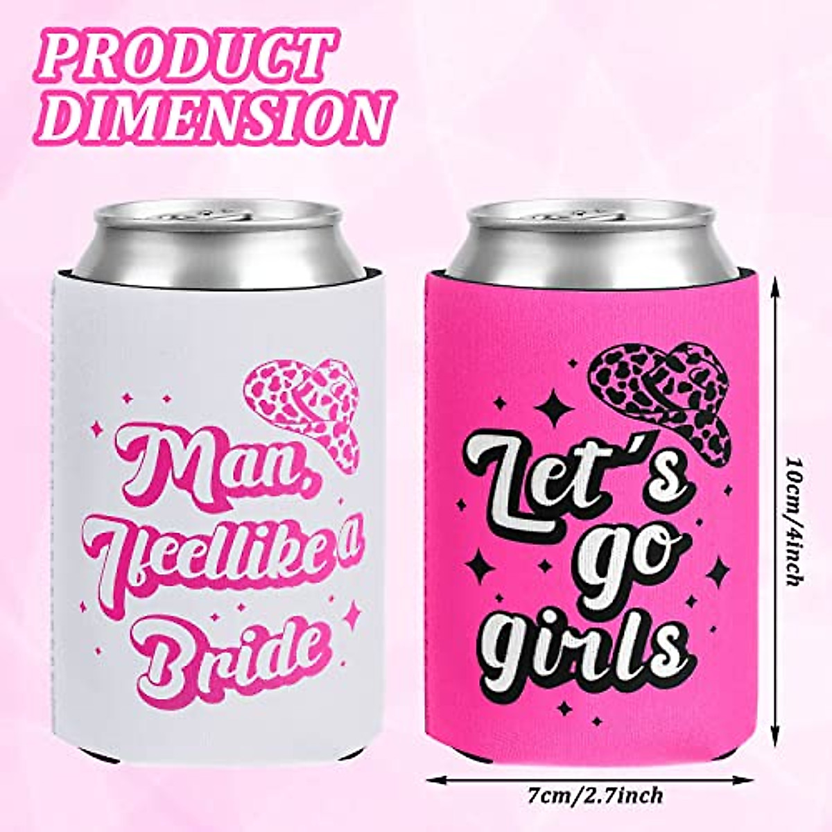 12 Packs Bachelorette Party Can Sleeves Skinny Beverage Sleeves Engagement Bridal Party Gifts Disco Cowgirl Bachelorette Party Can Holder for Bridal Cowgirl Wedding Party Decorations (Regular)