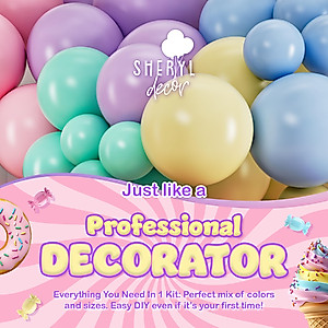 100pcs Pastel Balloon Garland Kit – Pastel Rainbow Balloon Arch – Small and Large Pastel Balloons for Pastel Birthday Decorations – Unicorn, Spring, Macaron, Easter, Donut & Ice Cream Party Balloons