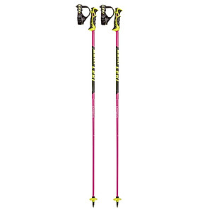 Leki Unisex_Adult Sports Ski Pole, Pink-Black-White-Yellow,