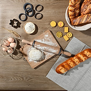 Silicone Rolling Pin Rings for Dough Thickness (10 Pieces Set), Silicon Guide Rings for Rolling Pin, Flexible Adjustable Thickness Spacer Bands Fit 2.2-2.44 Inch(56-62MM) Wide Roller by Foepoge(Gray)