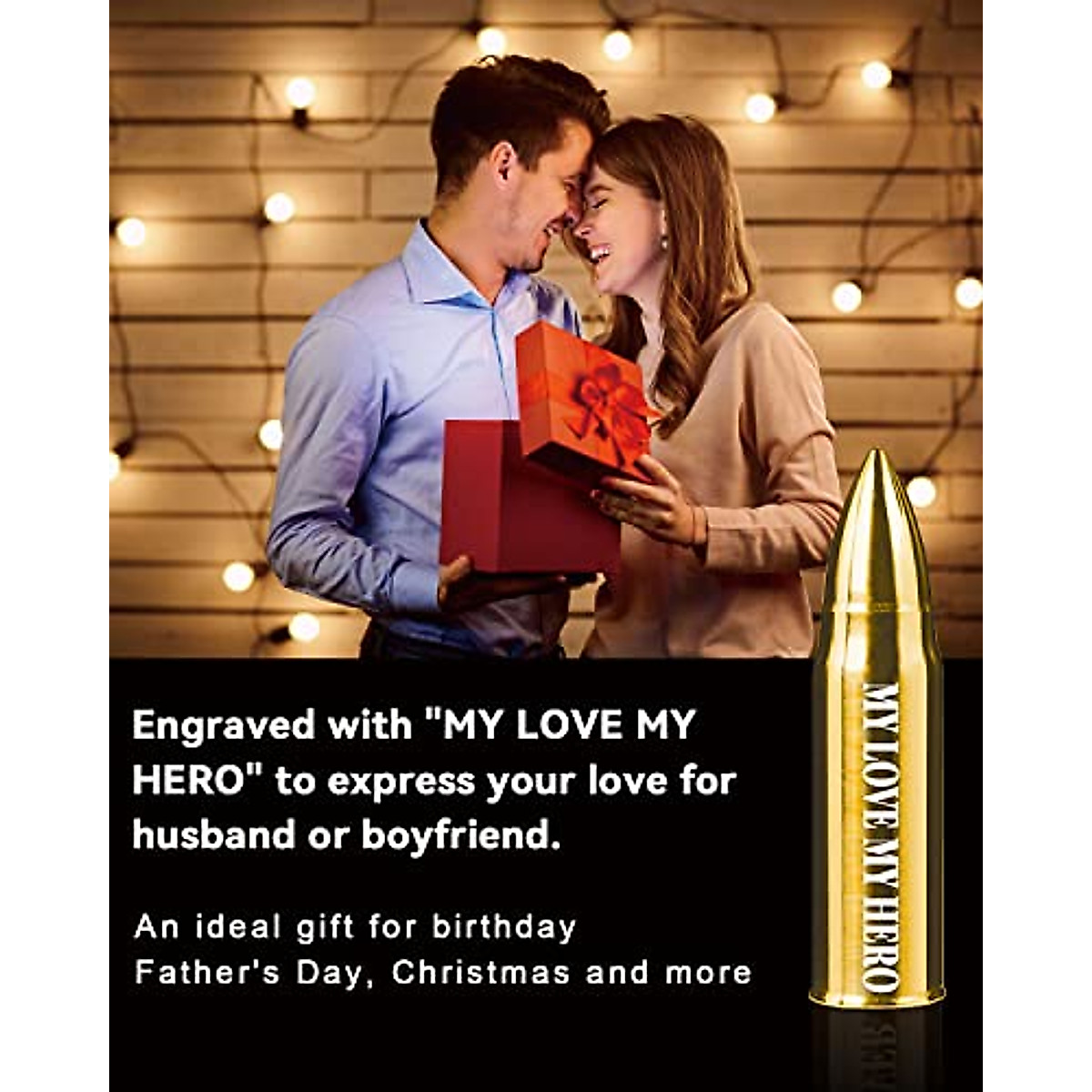 Whiskey Stones Gift Set, My Love My Hero Whiskey Gifts for Men Dad, Christmas Stocking Stuffers, Unique Birthday, Valentines, Anniversary, Retirement Gifts Ideas for Boyfriend Husband Brother