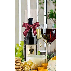 Purple Q Crafts Clear Cellophane Bags For Wine Bottles 6" x 18" Wine Gift Cello Bags With 50 Gold 4" Twist Ties (50 Pack)