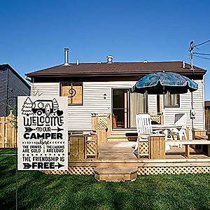 ZJXHPO Welcome To Our Camper Garden Flag Camping Gift Outdoor Yard House Banner Home Lawn Welcome (Welcome to camper)