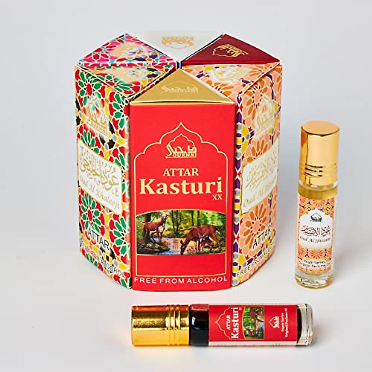 Dukhni Premiere Attar Oil Set | العطار العربي |  x6 bottles x 6 ml  Authentic Arabic Fragrance Oils | 100% Halal Blends, Ramadan Eid Gifting | Oud Ibtisam, Oud Khaleeji, Oud Habayeb, Kasturi XX, Ambar, Blue Girl - 6ml each